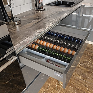 RAMIEYOO Coffee Capsule Storage Drawer Tray,Drawer Insert Organizer Holds 48 Pods Compatible with Nespresso Vertuo Vertuoline Capsules for Kitchen,Home,Office(Waterproof/Washable)