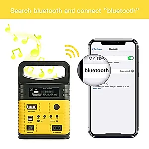 UPEOR Solar Power Generator-Portable Power Station-8000mAh Solar Power Generator with Solar Panel,MP3&FM Radio,Bluetooth,3 Sets LED Lights,Home Outdoor Solar Generator for Camping Emergency(Yellow)