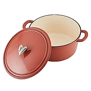Ayesha Curry Kitchenware Enameled Cast Iron Dutch Oven/Casserole Pot with Lid, 6 Quart, Redwood Red