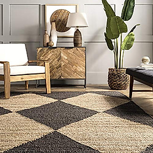 nuLOOM Pandora Diamond Jute Area Rug, 5' x 8', Black