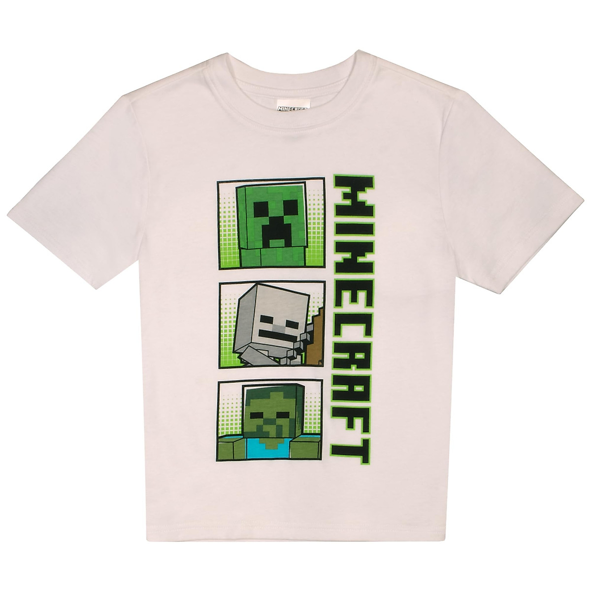Minecraft Creeper Boys 3-Piece Bundle Set, Zip up Fashion Hoodie, Short Sleeve T-Shirt, and Jogger Sweatpants (Size 10/12, Grey/White/Black)