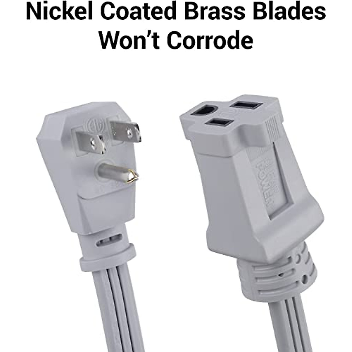 Clear Power 9 ft 14/3 Gray Air Conditioner/Major Appliance Indoor Extension Cord, Grounded Flat Plug, Perfect for AC Units and Major Appliances, DCIC-0003-DC