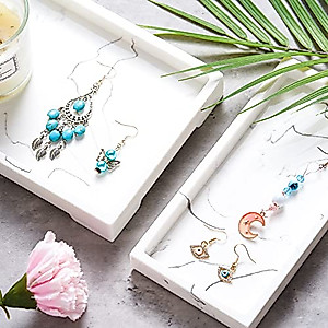 3 Pieces Bathroom Vanity Tray, Ceramic Vanity Tray Marble Decor Bathroom Tray Vanity Display Tray Decorative Paper Towel Tray Ceramic Jewelry Tray Rectangle Perfume Tray for Bathroom Accessory (White)