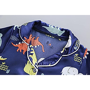 Boy Sport Pajamas Shirt Pajamas Sleepwear Set Kids Shorts Boys Dinosaur Clothes T Baby Toddler Boys Robe 5t Dark Blue 4-5 Years