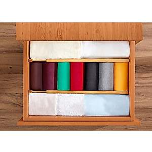 RoyalHouse Adjustable Bamboo Drawer Dividers Organizers, Expandable Drawer Separators for your Kitchen, Bedroom, Bathroom, Dresser, Office, and More (8 pieces)