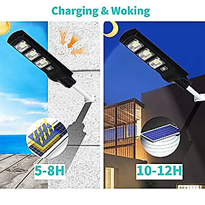 Solar Street Lights Waterproof 144LED 9000 Lumens IP65 Solar Security Flood Light Dusk to Dawn Solar Powered Lamp with Motion Sensor and Remote Control for Garden, Pathway