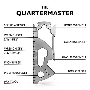 STEEL HAWK Quartermaster Carabiner Keychain Multitool, 17-in-1 Multi Tool W/ Bottle Opener + EDC Tool, Bikers, Cyclists Tool Kit, Entirely Surgical Stainless Steel