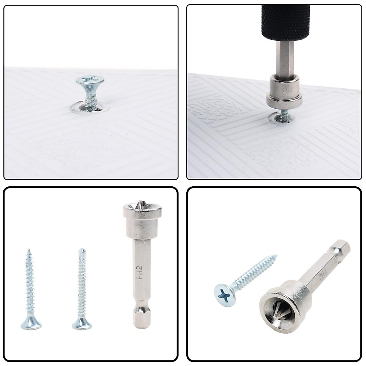 AUTOTOOLHOME 6pcs Drywall Screw Bit Magnetic Drywall Screw Setter PH2 Bits with 2" Quick Change Bit Holder for Plasterboard Screws Positioning Bit Batch Head