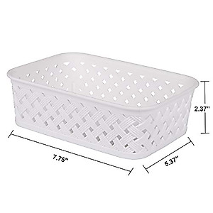 Bekith 9-Pack Small Plastic Storage Basket, Woven Basket Bin for Closet Organization, De-Clutter, Accessories, Toys, Cleaning Products, 7.7" x 5.4" x 2.4"