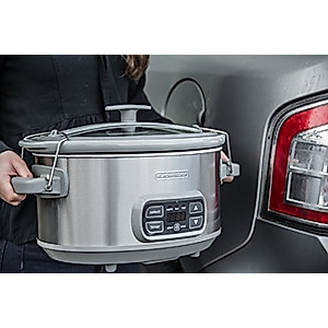BLACK+DECKER SCD1007 7 Quart Programmable Slow Cooker with Digital Timer, Portable with Locking Lid, Stainless Steel