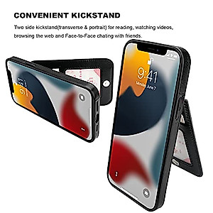 KIHUWEY Compatible with iPhone 13 Pro Max Case Wallet with Credit Card Holder, Premium Leather Magnetic Clasp Kickstand Heavy Duty Protective Cover for iPhone 13 Pro Max 6.7 Inch(Black)