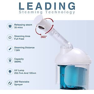 DYB Portable Facial Steamer, Nano Ionic Face Steamer with 360°Rotatable Sprayer,Mini Facial Steamer for Salon and Spa,1 Piece Headband and 4 Pieces Steel Skin Kits.