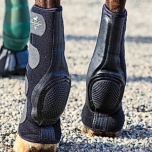 Professional's Choice Equine Ventech SlideTec Skid Rear Leg Boot | Prevents Burns During Sliding Stops | Pair | Short 10.5" | Black