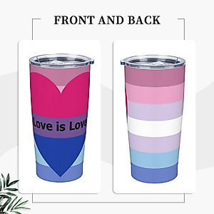 Uniwneds Lgbtq Bisexual Pride Mugs Stainless Steel Tumbler With Lid And Straw 20 Oz Insulated Travel Coffee Mugs Cap Bottle Gifts For Women Men
