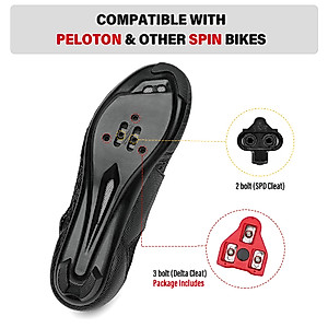 Unisex Cycling Shoes Compatible with Peloton Bike & SPD Indoor Road Riding Biking Bike Shoes with Delta Cleats Included for Men Women Black M5.5 X