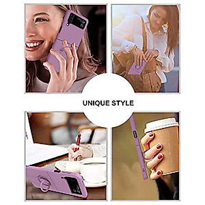 BENTOBEN Galaxy Z Flip 4 5G Case, Slim Silicone Kickstand, Shockproof Protective Bumper for Women, 6.7 inch, Purple