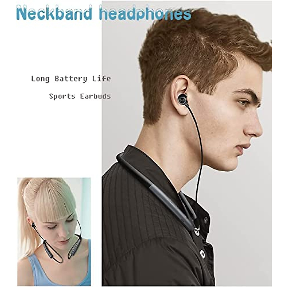 IKXO Neckband Bluetooth Headphones Noise Cancelling Headset with Mic Wireless Earbuds 5.0 CVC 8.0 Waterproof Sport Earphones for Running Driving Working Compatible