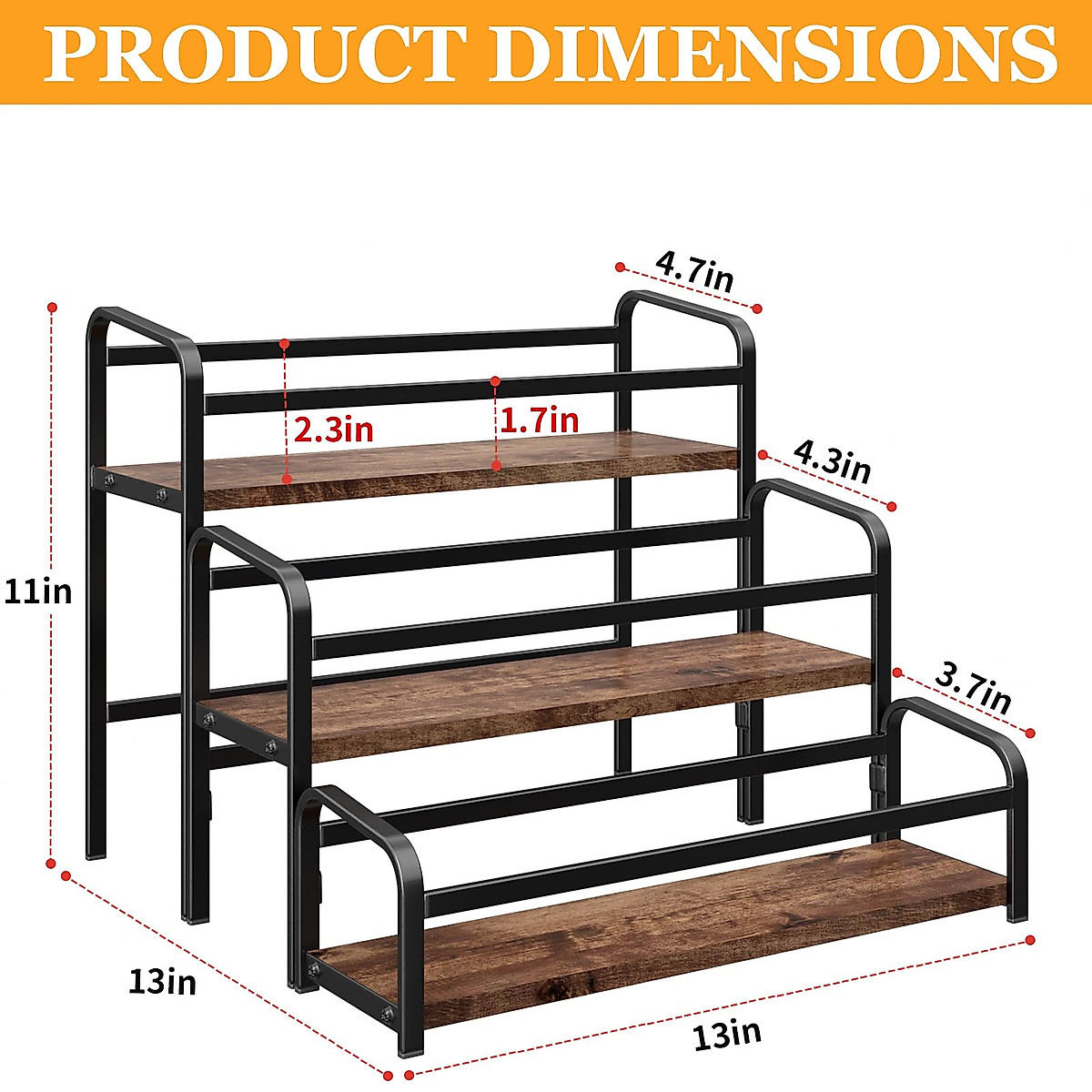 Coffee Syrup Organizer 3-Tier, 12 Bottles Capacity Syrup Rack for Coffee Bar Station, Wine Rack for Countertop, Tiered Spice Racks for Cabinet, Bottle Display Shelf Magnetic one-Step Installation