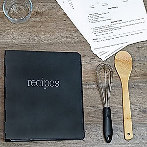 AuldHome Farmhouse Cookbook Recipe Binder (Black); Rustic Enamelware Style Metal 3-Ring Binder for Family Recipes, Custom Cookbooks and More