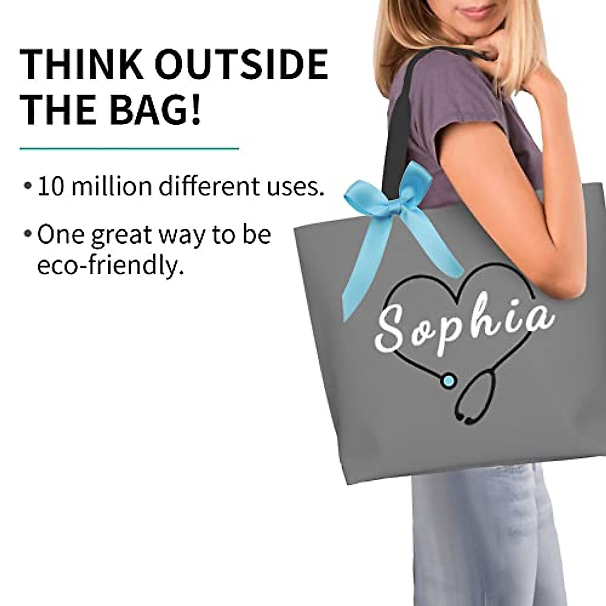 Oismys Personalized Nurse Tote Bag, Large Customized Tote Bag Shopping Travel Gym Daily Bags, Graduation Custom Gift for Nurse Doctor