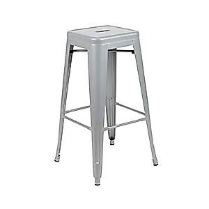 Flash Furniture Lily 30" High Metal Indoor Bar Stool in Silver - Stackable Set of 4