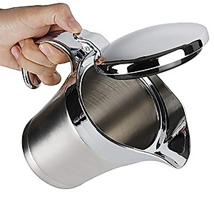 Stainless Steel Double Insulated Gravy Boat with Hinged Lid (16 OZ / 450ML)