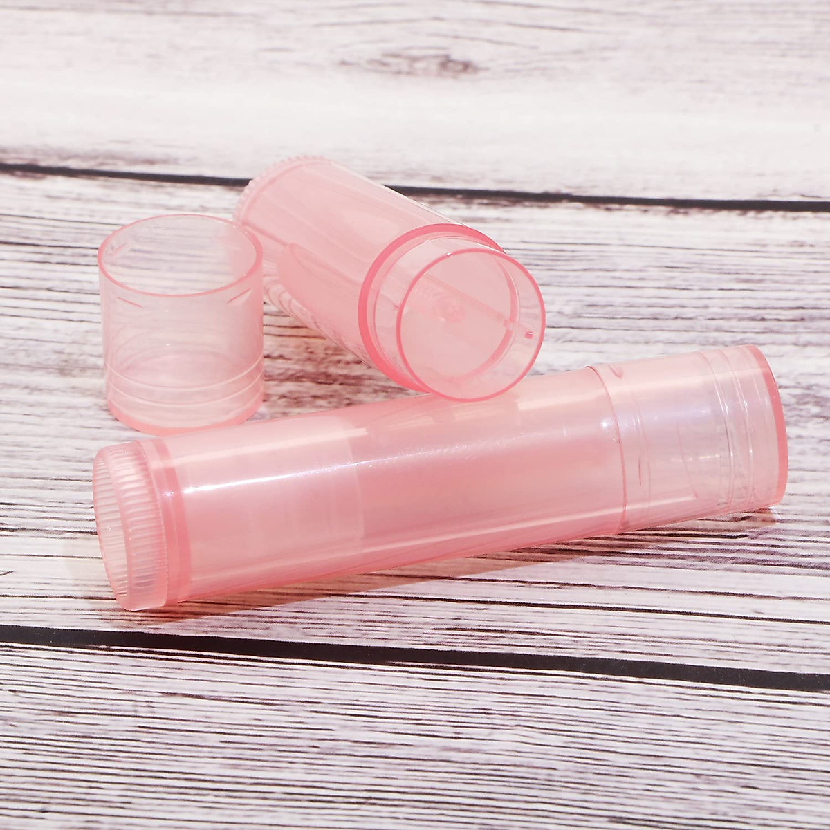 Mini Skater 20Pcs 3/16 Oz (5.5ml) Translucent Lipstick Cosmetic Empty Lip Gloss Lipstick Balm Tube With Caps Container Bottle For Lady Women Makeup Tool (Pink)