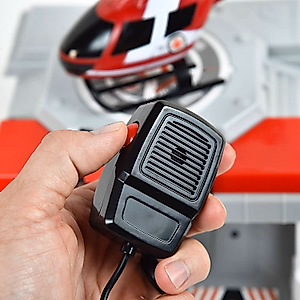 Fire and Rescue Garage Lights and Sounds Toy Set for Kids | Working Intercom with Open and Close Parking Garage and Vehicle Lift | Playset Includes Helicopter and Fire Truck with Friction Motor