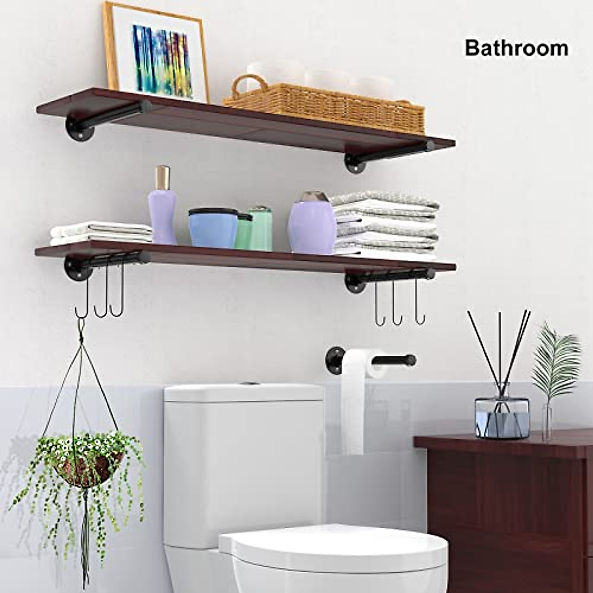 Industrial Pipe Closet Rod-13.45 Inch Wall Mounted Industrial Pipe Clothing Rack Heavy Duty Pipe Shelves for Hanging Clothes Coats Laundry Room Organizer Storage Hanger Shelf Space Saving (4Pcs )