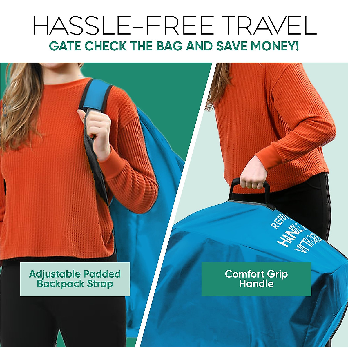 reperkid Premium Car Seat Travel Bag for Airplane - Durable, Universal Fit, Water-Resistant Gate Check Bag with Adjustable Carry Straps - for Safe and Hassle-Free Travel