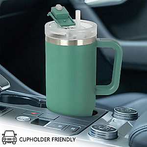 Riley Joy 40 oz Stainless Steel Tumbler with Handle & Straw, Vacuum Insulated Travel Mug for Office, Home, or Car, Cold/Hot Water Bottle, Leak-Proof, Fits Holders