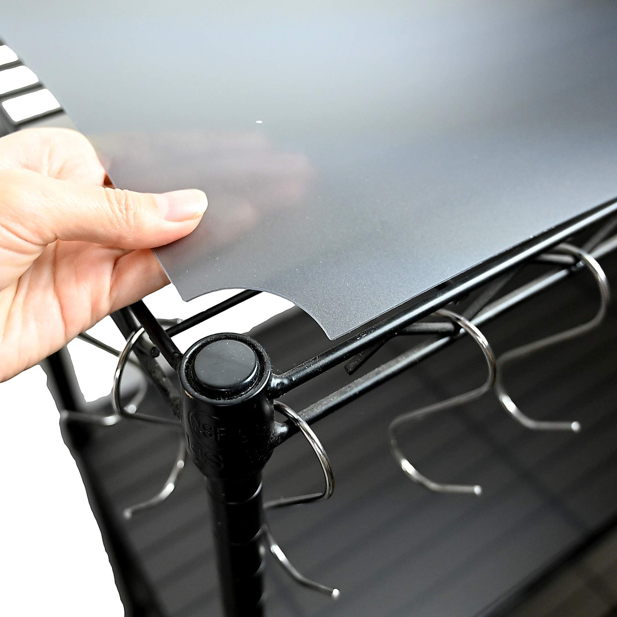 ACHub Wire Shelf Liners 18 x 48, Set of 5 & Bonus S-Shaped Hooks, Waterproof, Heavy Duty, Translucent Plastic Liners for Wired Rack Shelving Grey