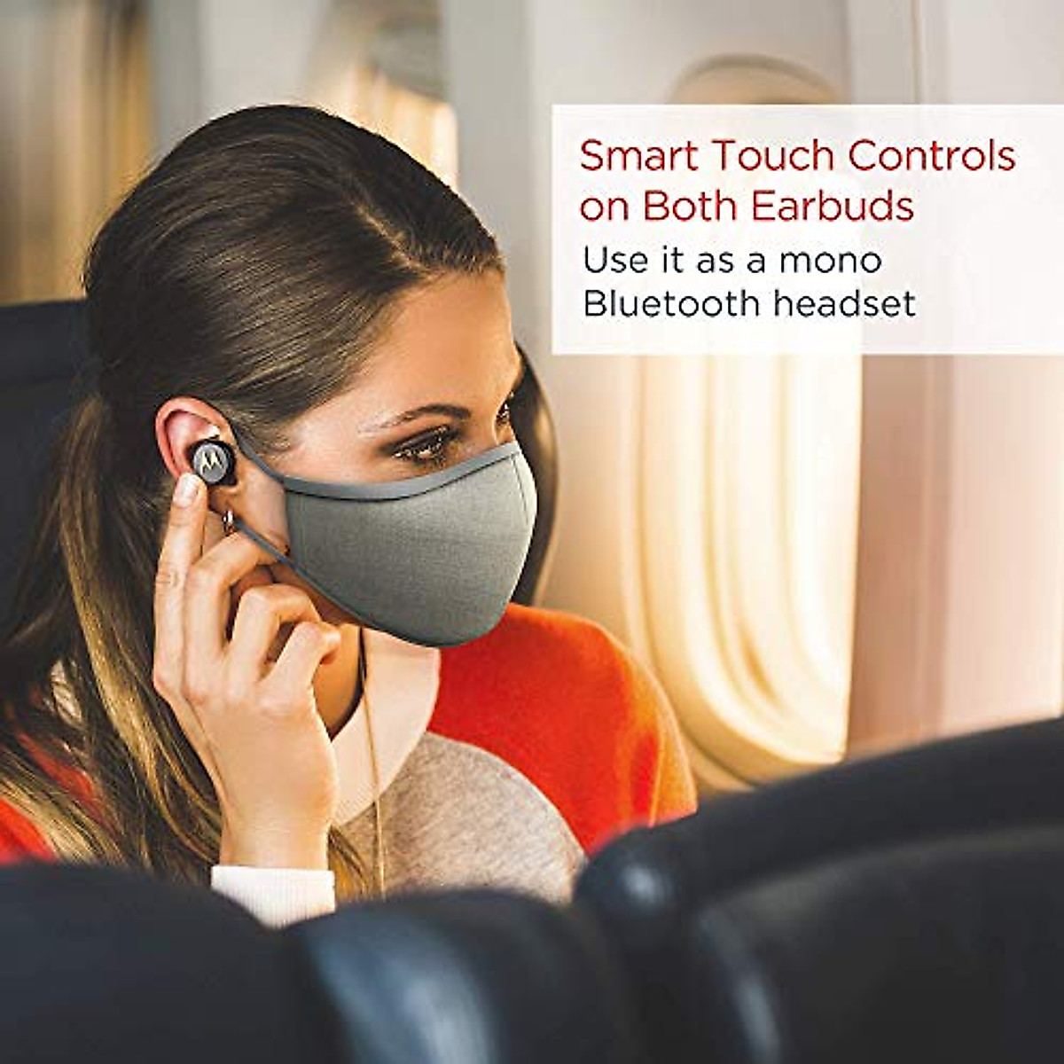 Motorola Tech3 3-in-1 Smart True Wireless Headphones - Cordless Earbuds, Sport Wire, Audio Plug-in - Sweatproof, Built-in Microphone, Charging Case with Cable Storage System - Mocha-Bronze