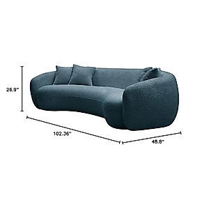 NordStorm 102.36" Curved Living Room Sofa Couch with 4 Throw Pillows, Uphostery Boucle Couch, 5 Seater Half-Moon Shape Mid-Century Modern Cream Cloud Couch for Bedroom Small Apartment, Blue
