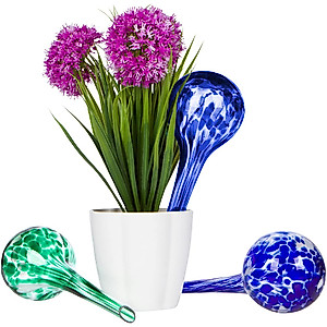 8" Aqua Glass Self Watering Globes - 3 Pack - By Trademark Innovations
