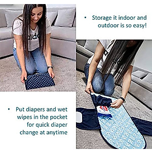 Diaper Changing Pad with Protecting Wraps, Portable Changing Pad for Moms & Dads, Baby Changing Pad as Baby Gifts for Shower, Travel, Newborn Boys, Dark Blue Stars - Light Blue Anchor