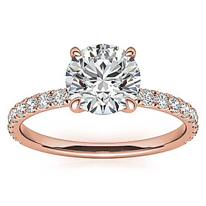 10K Solid Rose Gold Handmade Engagement Ring 1.00 CT Round Cut Moissanite Diamond Solitaire Wedding/Bridal Ring Set for Women/Her, Classic Ring Gifts for Her