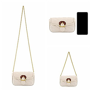 Ayliss Mini Women Crossbody Handbag Purse Shoulder Handbag Evening Clutch Cellphone Wallet PU Leather Chain Bag (Beige, Mini)