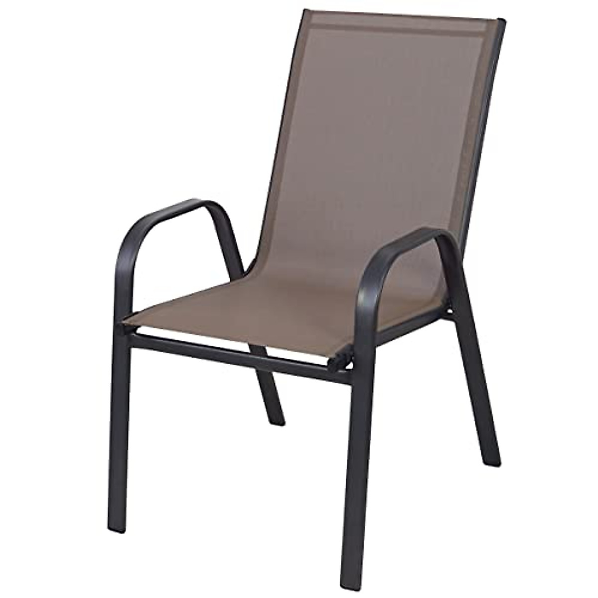 BTEXPERT Brown Indoor Outdoor 4-Set of Four Restaurant Flexible Sling Stack, Patio Metal Frame Chair, Set of 4