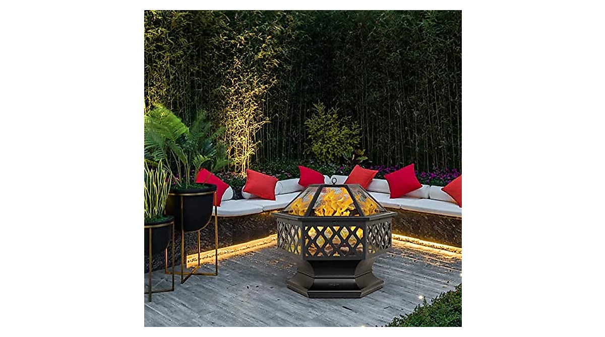 SINGLYFIRE 24 Inch Fire Pits for Outside Large Heavy Duty Outdoor Wood ...