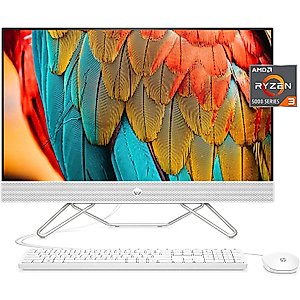 HP 2023 27-inch FHD IPS All-in-One Desktop PC AMD 4-Core Ryzen 3 5300U Radeon Graphics 16GB DDR4 512GB SSD 1TB HDD WiFi AC HDMI Webcam USB-C RJ-45 Wired KB Mouse Windows 11 Pro w/RE USB