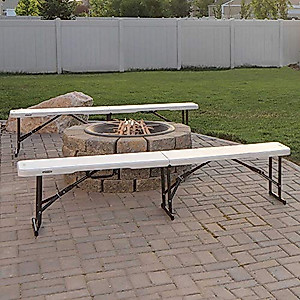 Lifetime 80843, 2 Pack, Light Commercial 6-Foot Fold-in-Half Bench, Almond