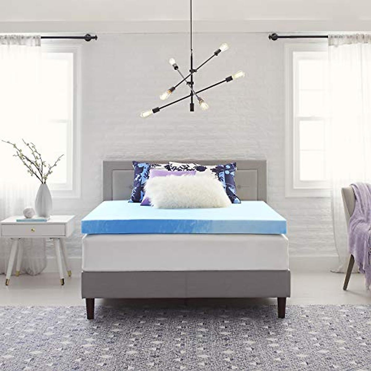 Comfort Revolution F02-00193-FL0 4" Gel-Infused Memory Foam Mattress Topper, Full, Blue