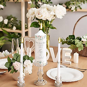 Layhit Unity Wedding Candles Ceremony Set with Glass Candlesticks Holders Wedding Accessories and Decor Unity Candle Set for Religious Wedding Anniversary Big Events Gifts for Couple