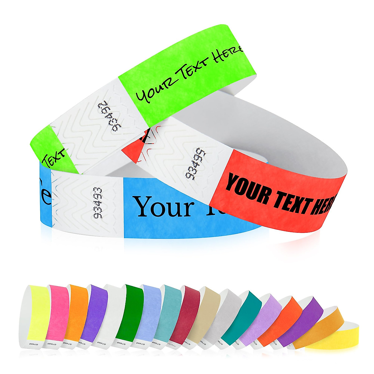 Custom 3/4 inch Tyvek Wristbands for Events - Text Personalized (Paper-Like) Bracelets