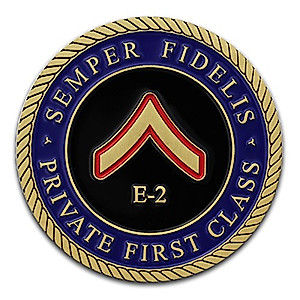 Marine Corps E2 Challenge Coin! USMC PFC Rank Military Coin. Private First Class Challenge Coin! Designed by Marines for Marines - Officially Licensed Product!
