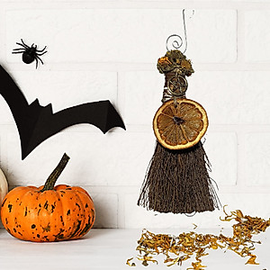 KRE Cinnamon Scented Broom 6 Inch Mini Hand Broom Fresh Scent for Fall Autumn Halloween Christmas Holiday DIY Art Craft Projects Material Farmhouse Home Decoration Gifts Pack of 2 with Bonus Hermbuch