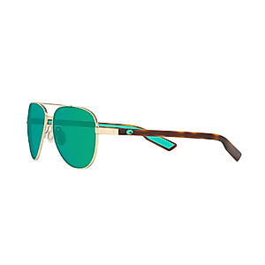 Costa Del Mar Unisex Peli Aviator Sunglasses, Brushed Gold/Green Mirrored Polarized-580G, 57 mm