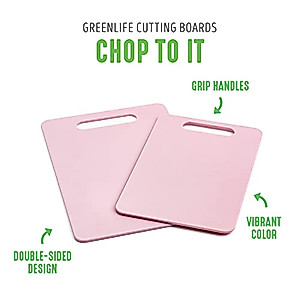 GreenLife 2 Piece Cutting Board Kitchen Set, Dishwasher Safe, Extra Durable, Soft Pink