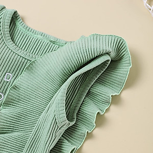 bilison Girl's Funny Letter Top Floral Pants With Headband Newborn Summer 3Pcs Sets Romper Outfit, Green-daddy's Girl, 0-3M